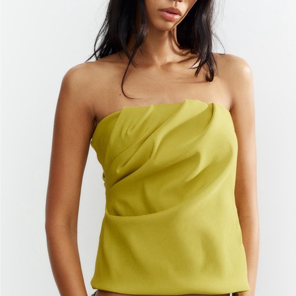 Zara | Tops | Zara Mustard Yellow Strapless Top | Poshmark